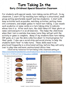 Teaching Turn Taking Skills in the Special Education Classroom - This ...